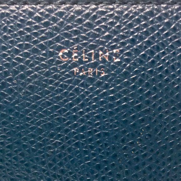 Celine | Bags | Cline Metallic Blue Large Halfzip Wallet | Poshmark